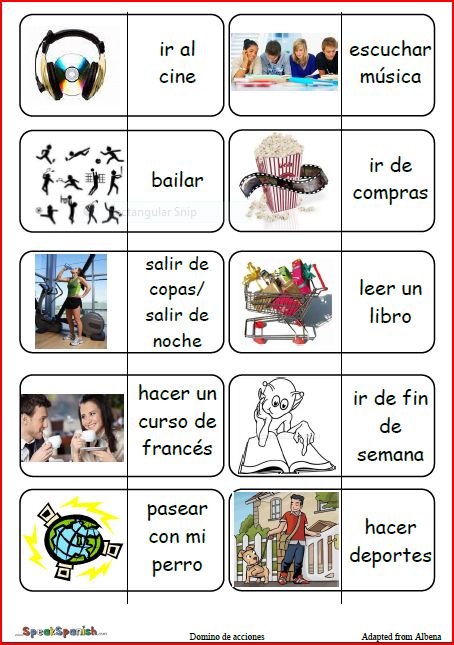 Speak Spanish™ Language Institute » Verbs domino